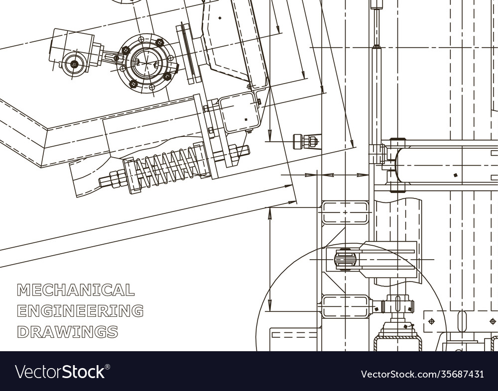 Mechanical engineering drawing machine-building Vector Image