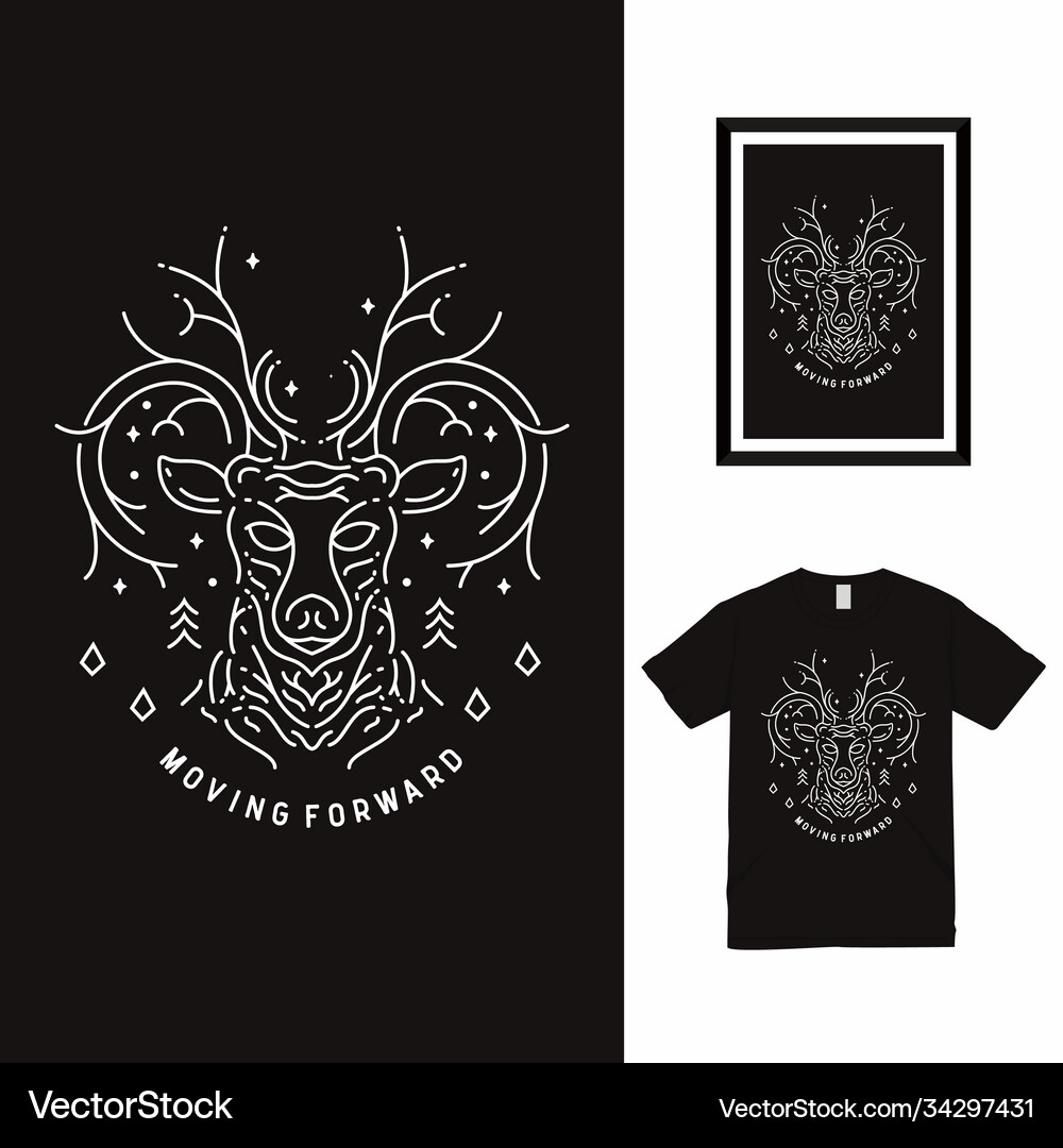 Moving forward line art t shirt design Royalty Free Vector