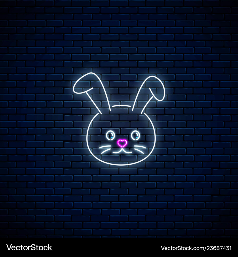 Neon Glowing Rabbit Sign Royalty Free Vector Image