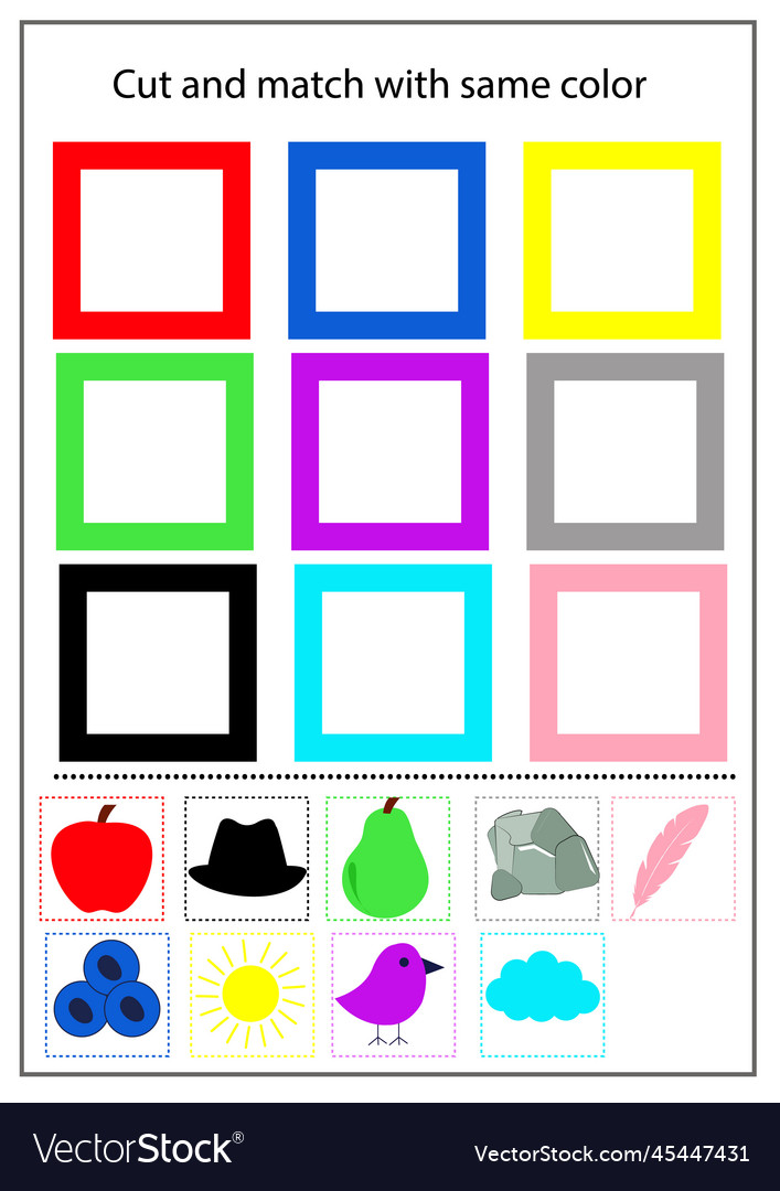 Object color matching game for kids Royalty Free Vector