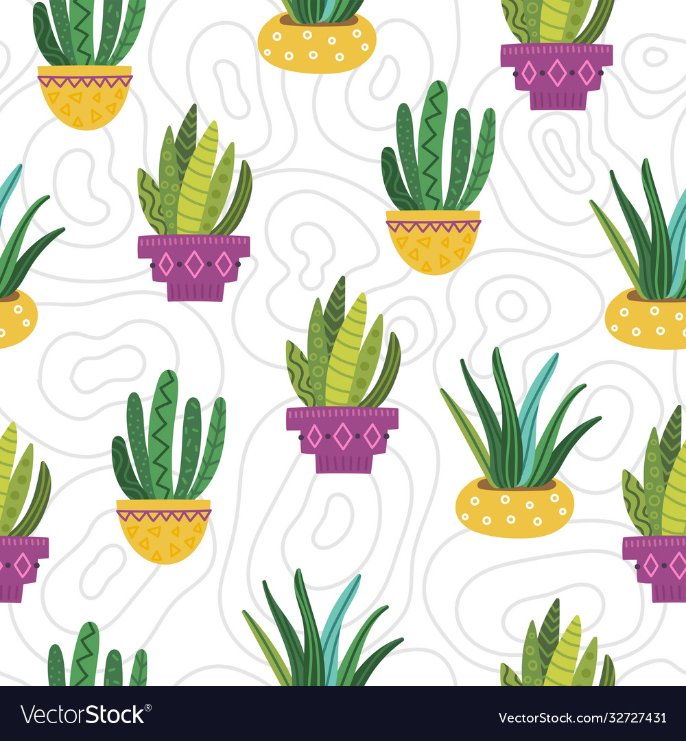 Seamless cactus pattern Royalty Free Vector Image