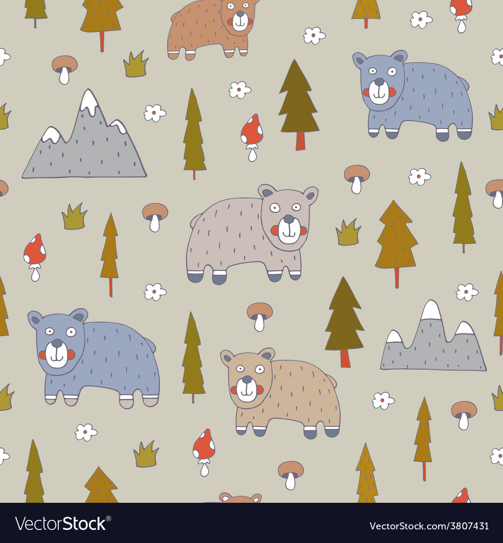 Seamless pattern with bears Royalty Free Vector Image