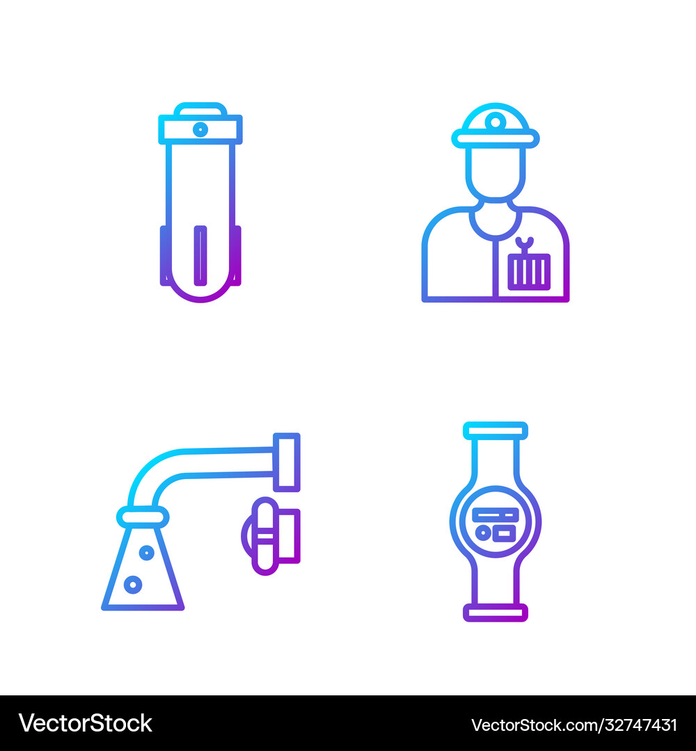 Set line water meter water tap water filter Vector Image