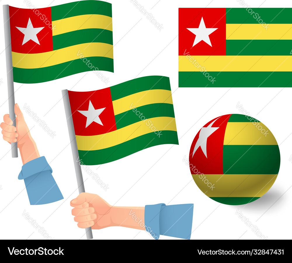 Togo flag in hand icon Royalty Free Vector Image