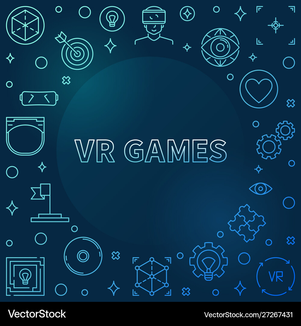 Vr games colorful outline frame on dark Royalty Free Vector