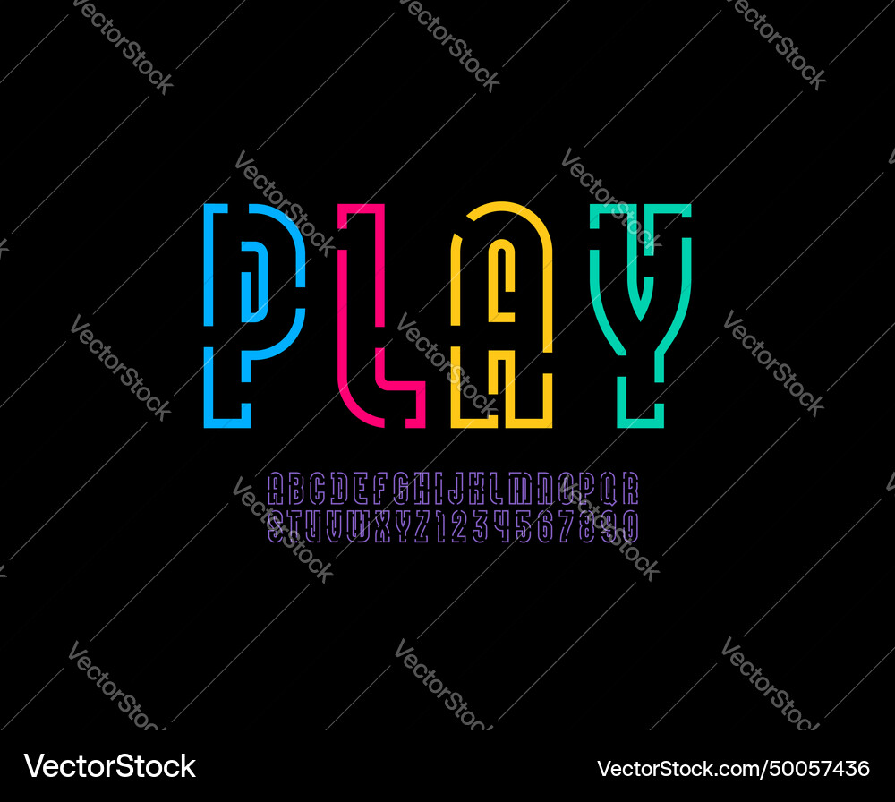 Alphabet font from gap color line Royalty Free Vector Image