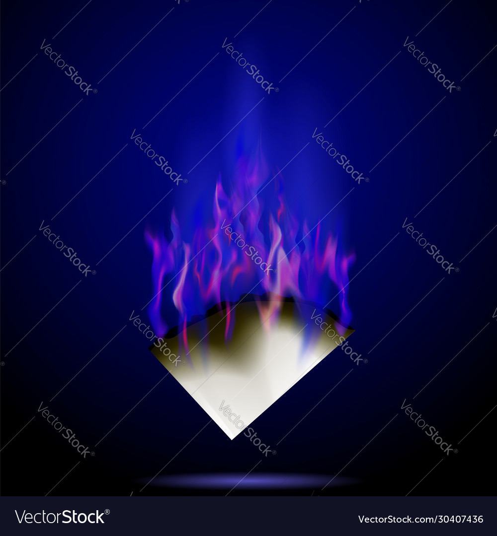 Burning white paper isolated on dark background Vector Image