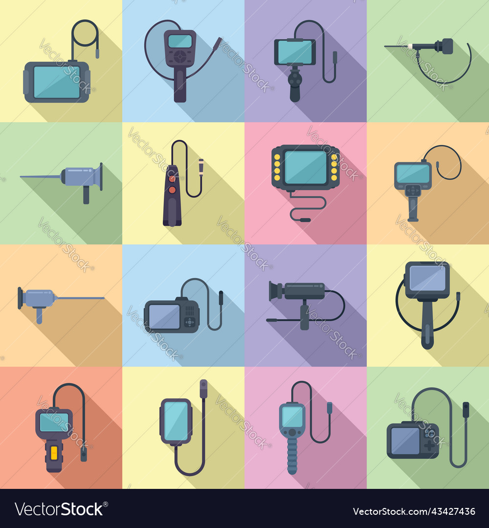 Endoscope icons set flat digestive gastric Vector Image Endoscope icons set flat digestive gastric Vector Image