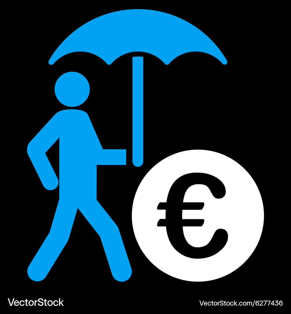 Euro financial umbrella icon Royalty Free Vector Image