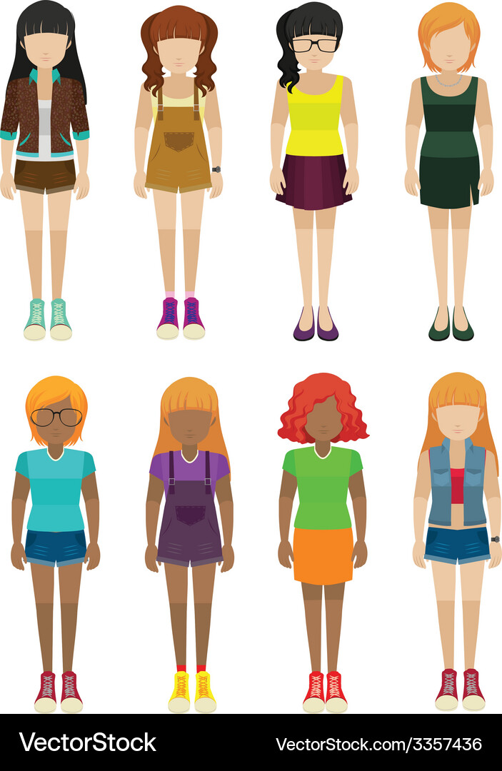 Frontview of faceless women Royalty Free Vector Image