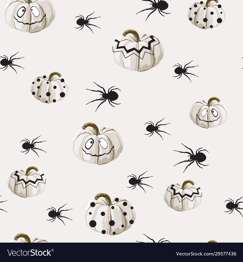 Seamless pattern with white halloween pumpkins Vector Image