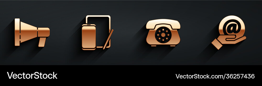 Set megaphone phone and graphic tablet telephone Vector Image