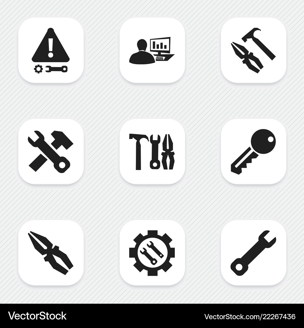 Set of 9 editable tool icons includes symbols Vector Image