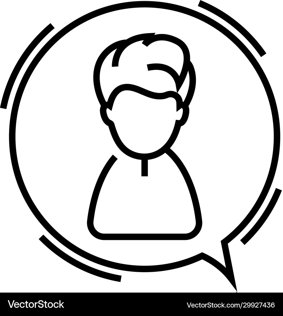 Speaking boy line icon concept sign outline Vector Image