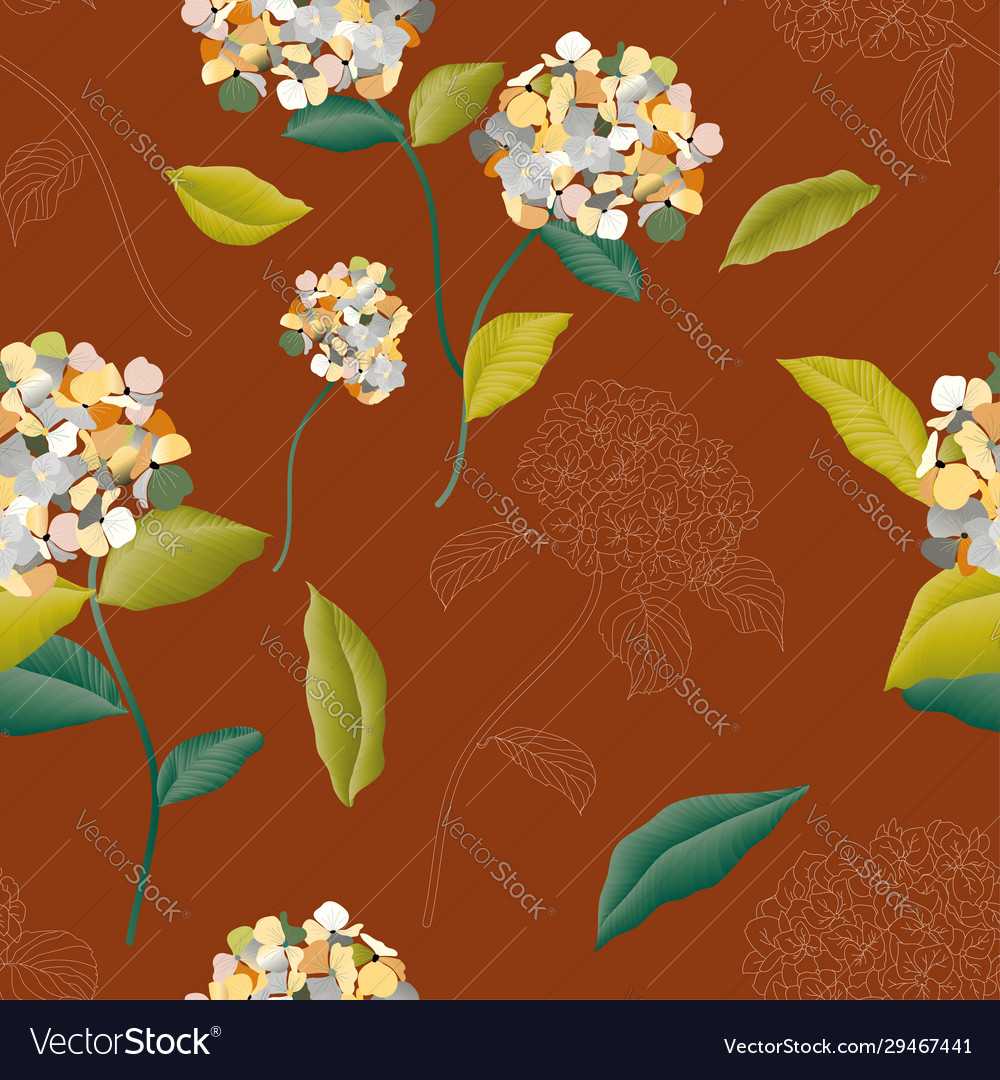 Blooming luxurious hydrangea seamless pattern Vector Image