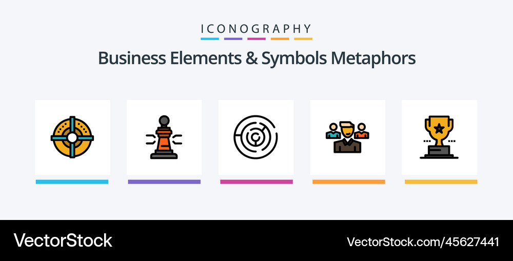 Business elements and symbols metaphors line Vector Image