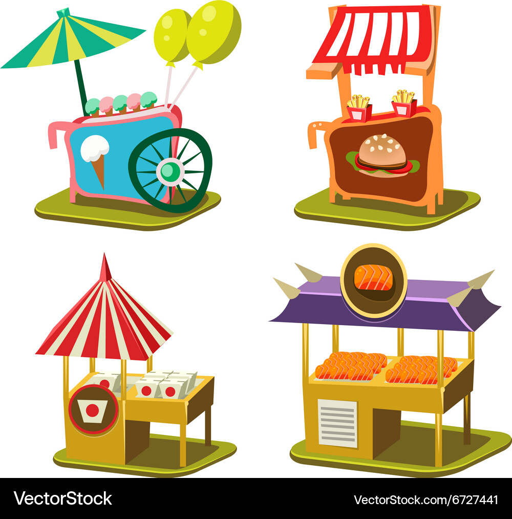 Cart Stall and Ice Cream Royalty Free Vector Image