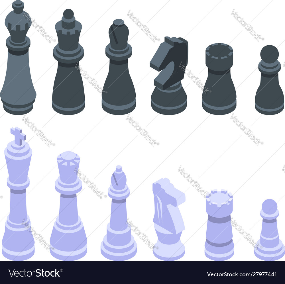 Chess icons set isometric style Royalty Free Vector Image