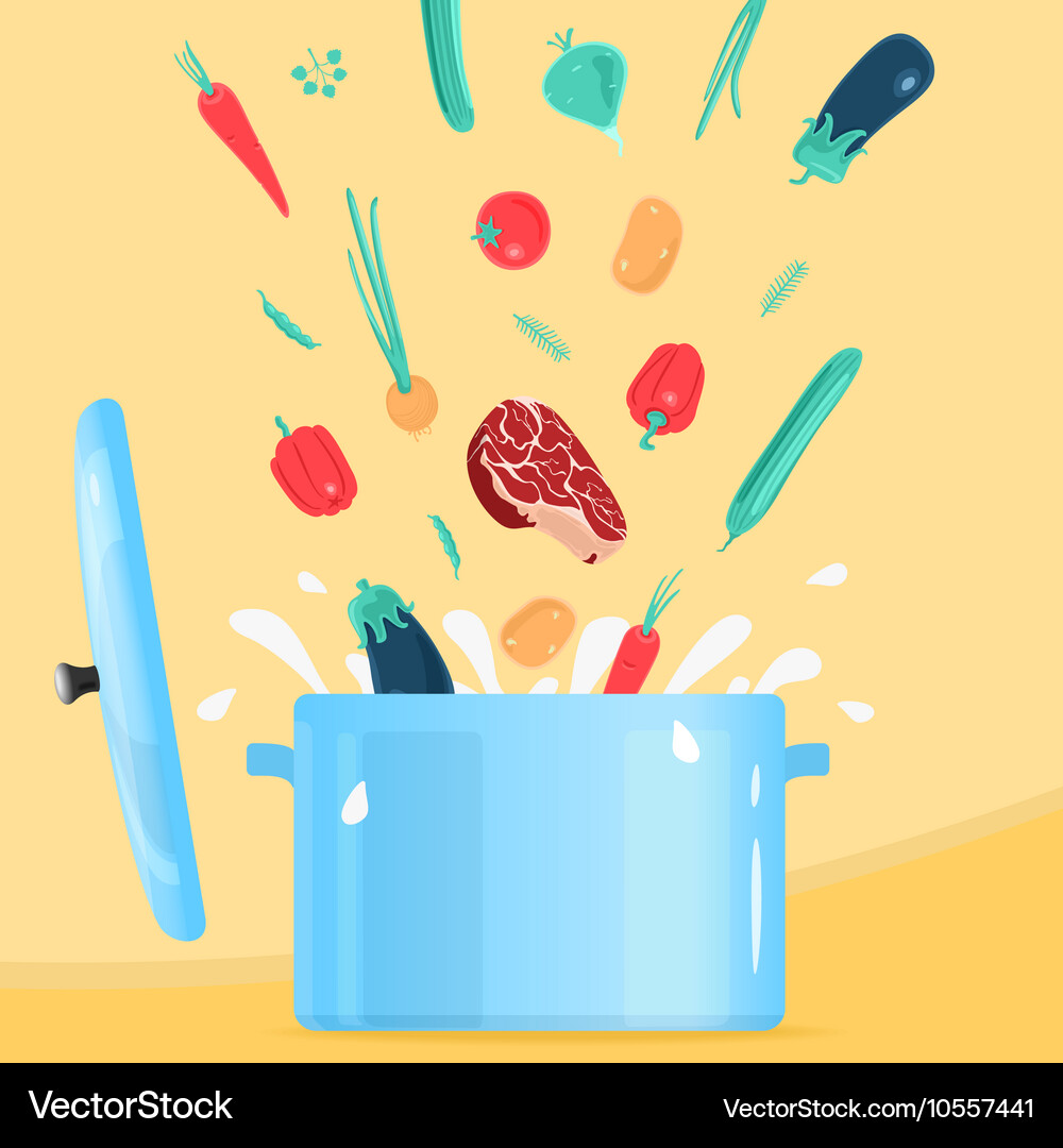 Cooking food in pot Royalty Free Vector Image - VectorStock