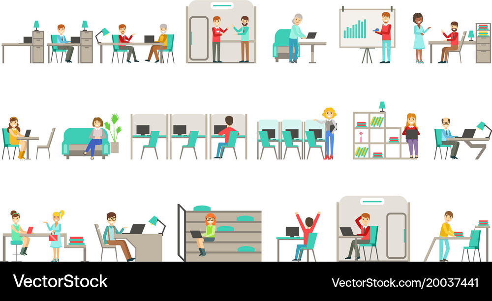 Coworking in modern design office infographic Vector Image
