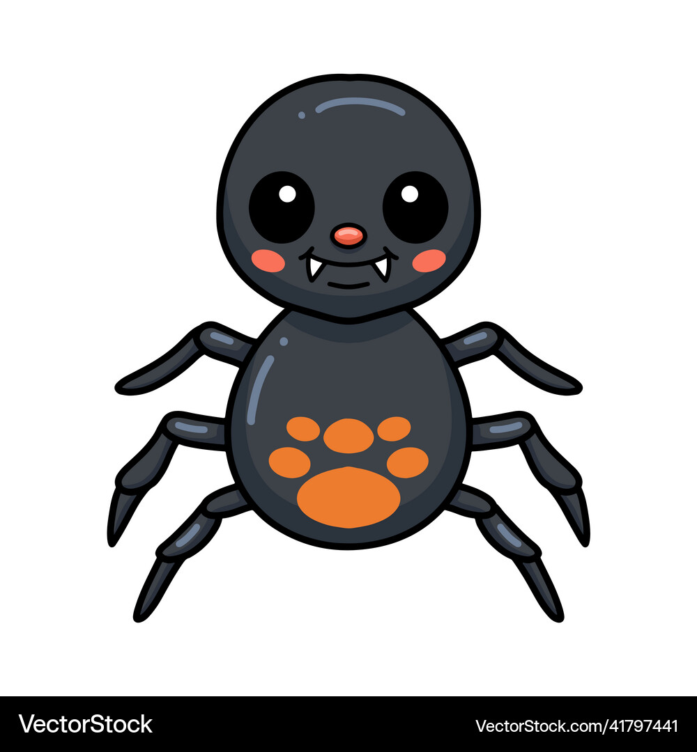 Cute little black spider cartoon Royalty Free Vector Image