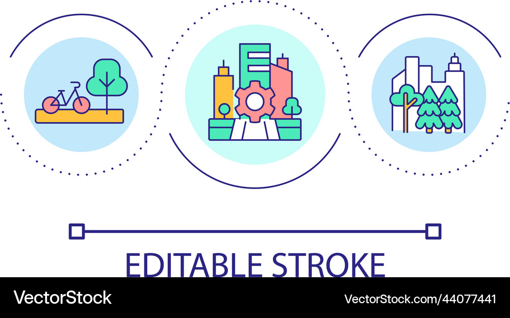 Different purpose areas in city loop concept icon Vector Image
