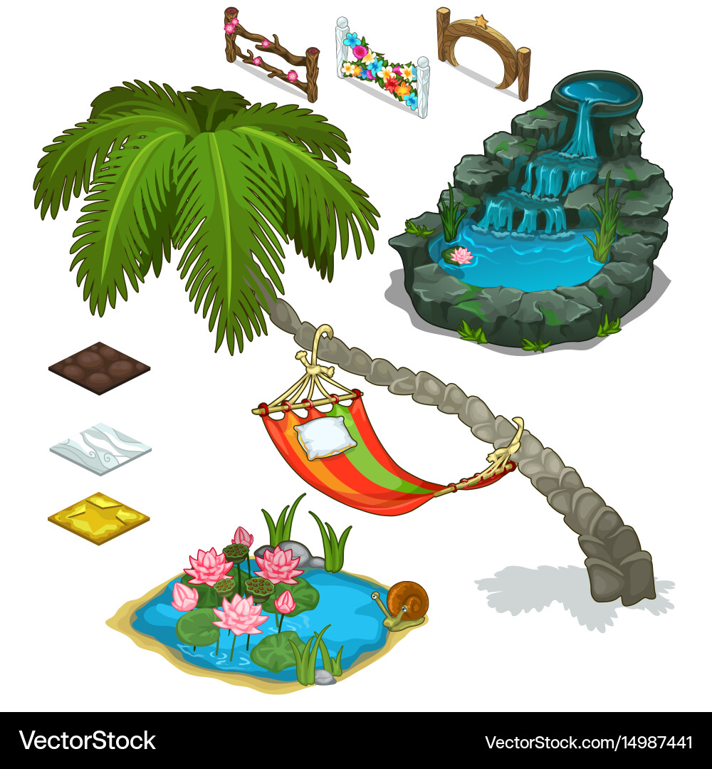 Elements of decorating landscape island theme Vector Image