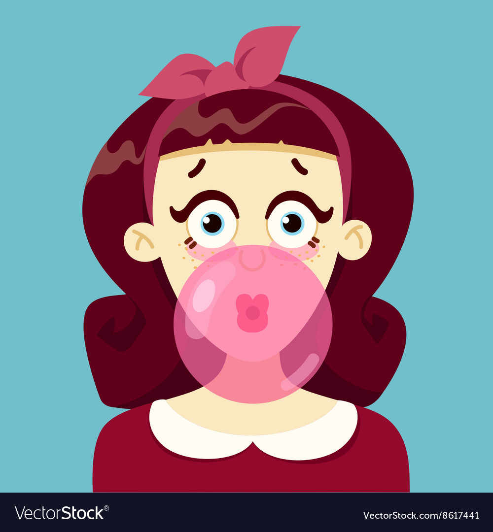 Girl blows gum Royalty Free Vector Image - VectorStock
