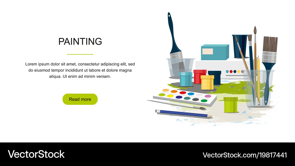 Hobby painting web banner paints brushes Vector Image
