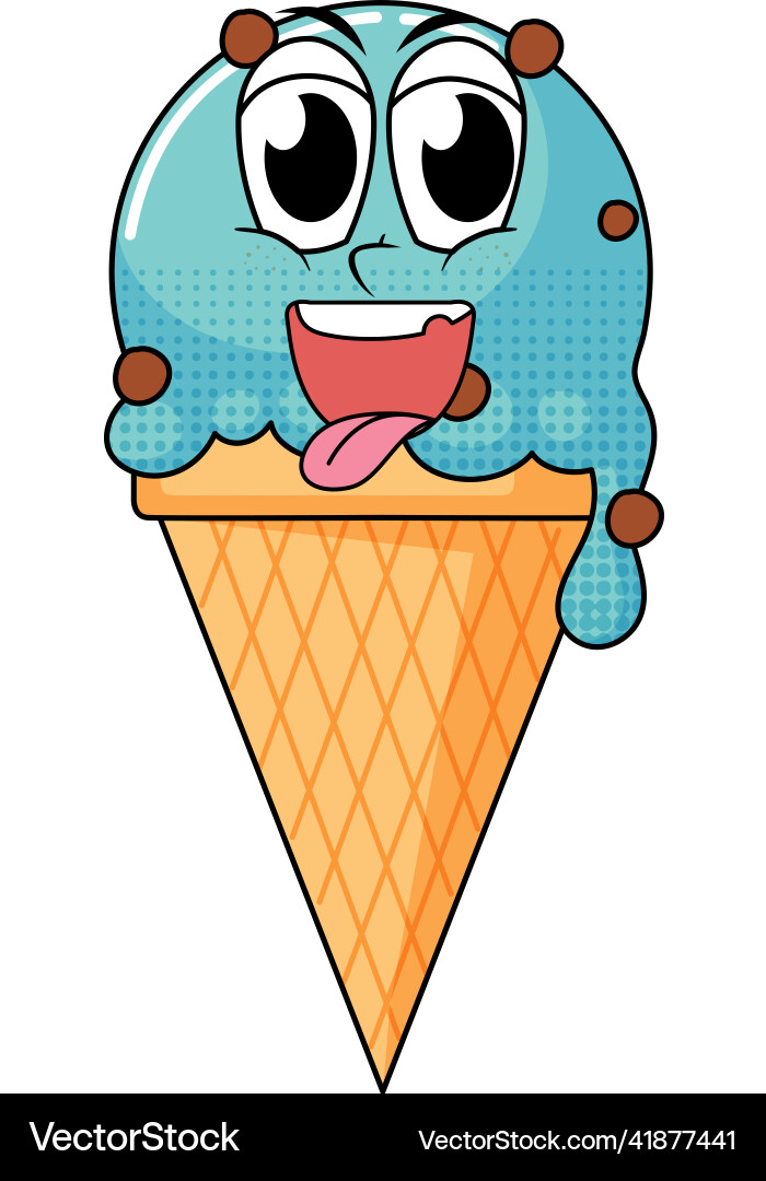 Ice cream cartoon character on white background Vector Image