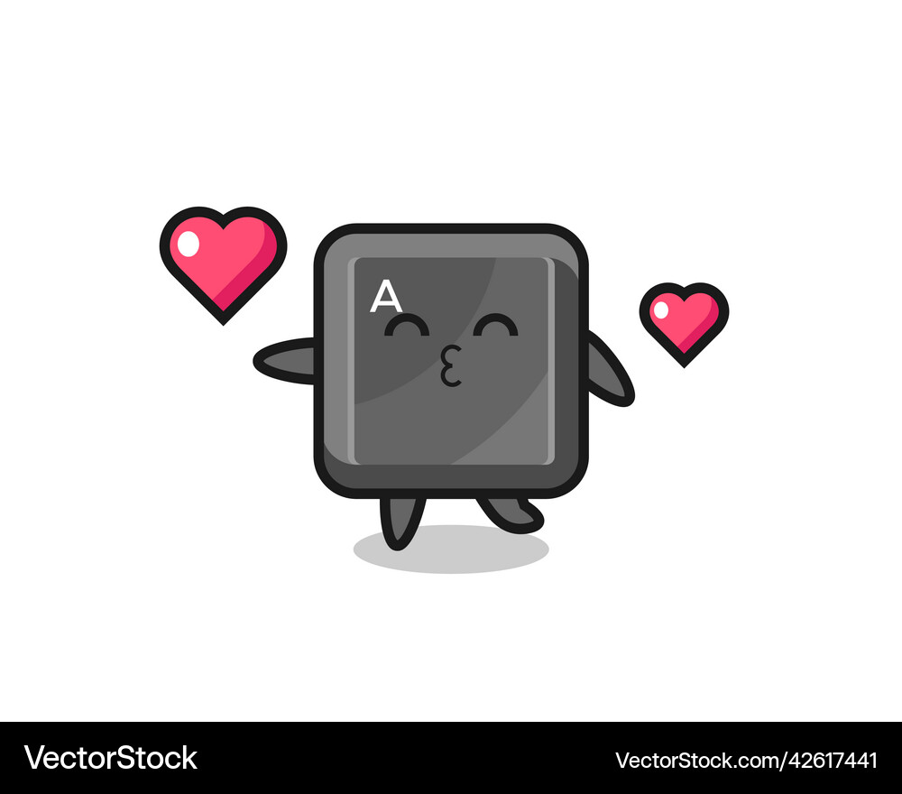 Keyboard button character cartoon with kissing Vector Image