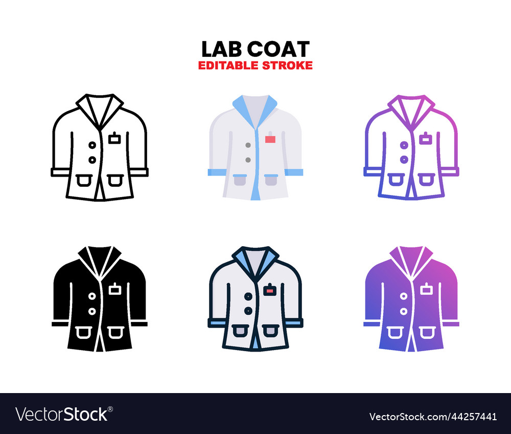 Lab coat icon set with different styles Royalty Free Vector