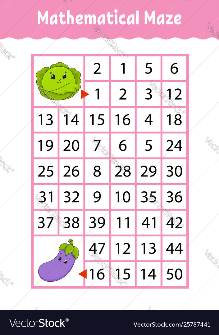 Math maze game for kids funny labyrinth education Vector Image