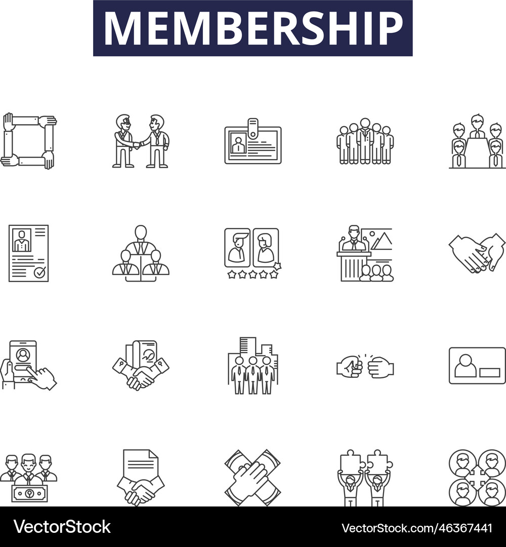 Membership line icons and signs Royalty Free Vector Image