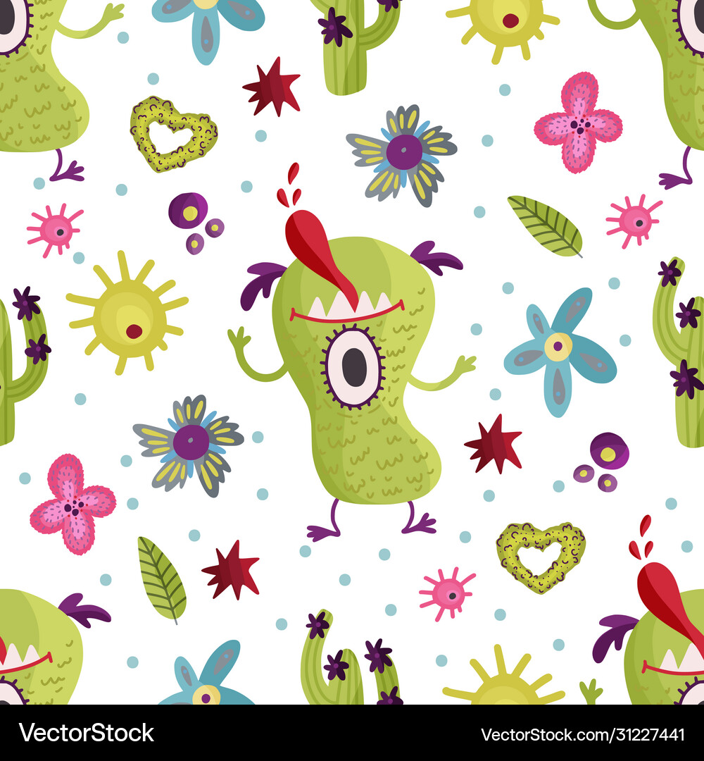 Monster seamless pattern Royalty Free Vector Image
