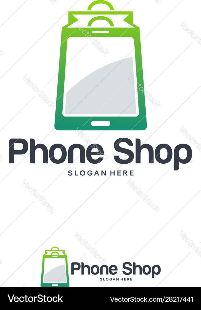 Phone shop logo designs mobile shopping Royalty Free Vector