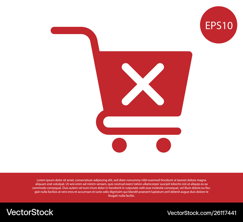 Red remove shopping cart icon isolated on white Vector Image