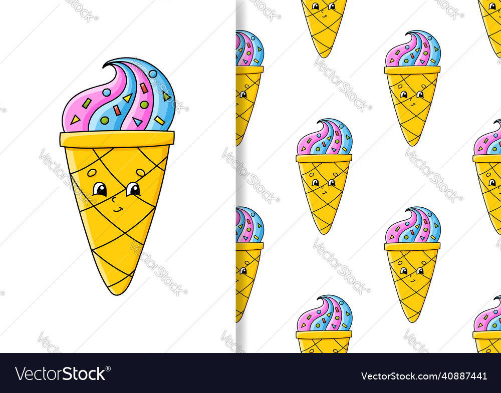 Seamless pattern cartoon style hand drawn color Vector Image