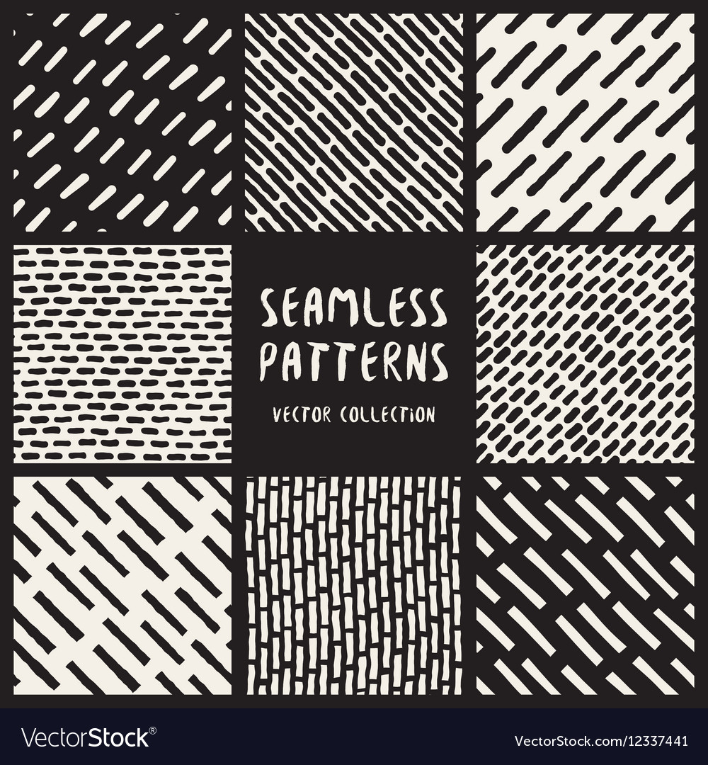 Set of eight seamless hand drawn jumble Royalty Free Vector