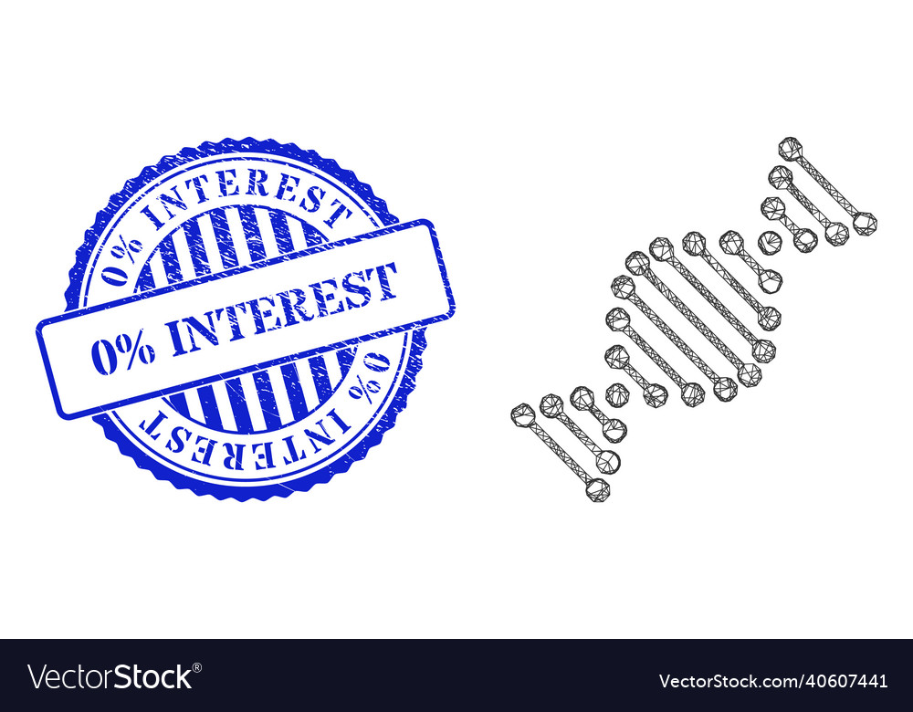 Textured 0 percents interest badge and hatched dna Textured 0 percents interest badge and hatched dna