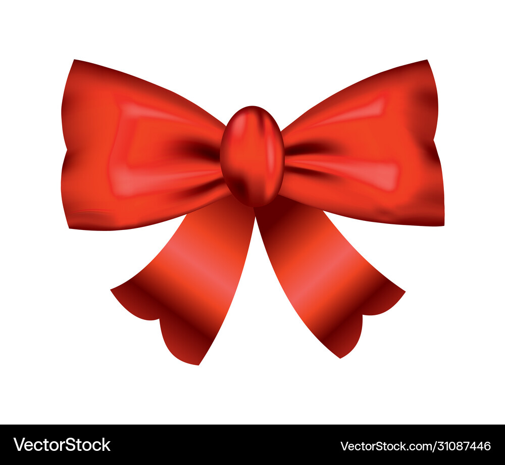 Beautiful realistic red bow silk style Royalty Free Vector