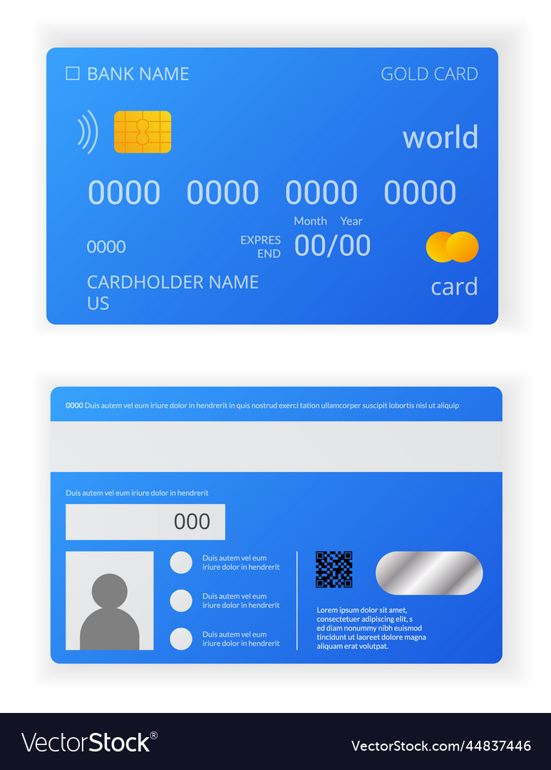 Card credit bank two sided front and back Vector Image