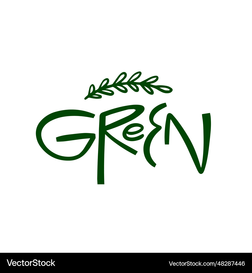 Green text word sign typography art Royalty Free Vector