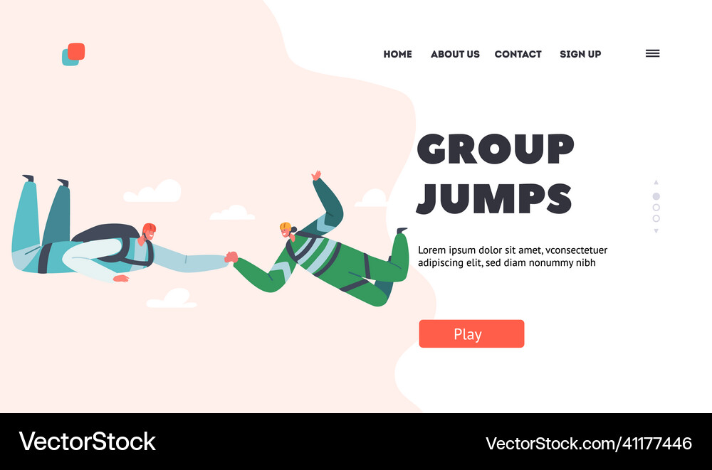 Group jumps landing page template parachute Vector Image