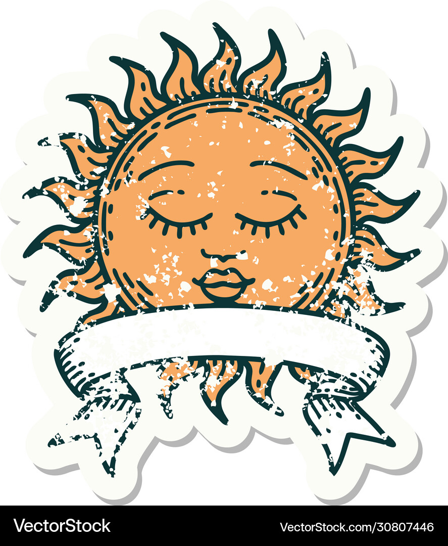 Grunge sticker with banner a sun Royalty Free Vector Image