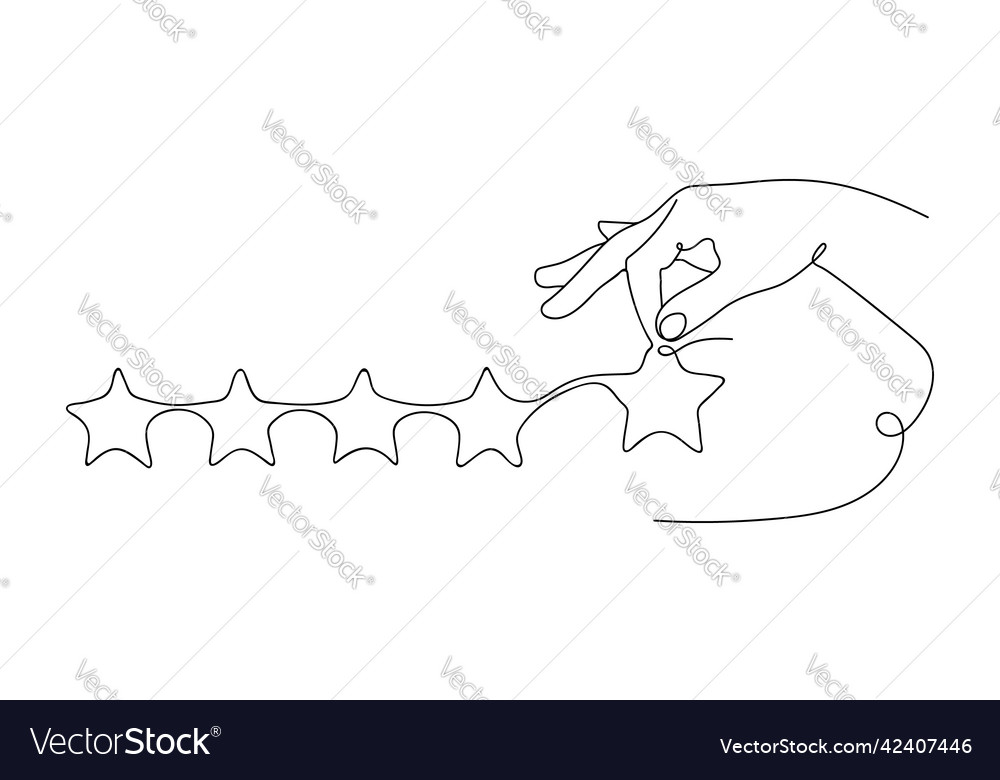 Hand points to the stars line art drawing Vector Image