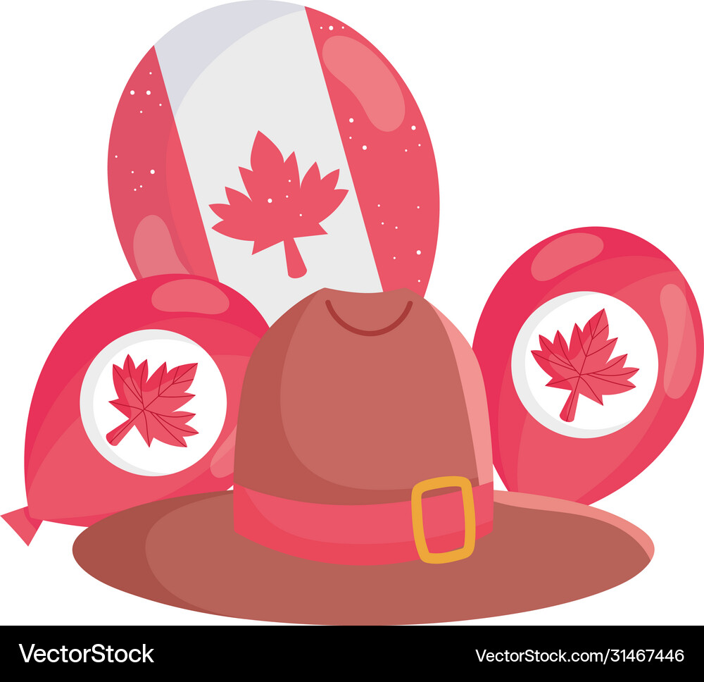 Isolated canadian hat and balloons design Vector Image