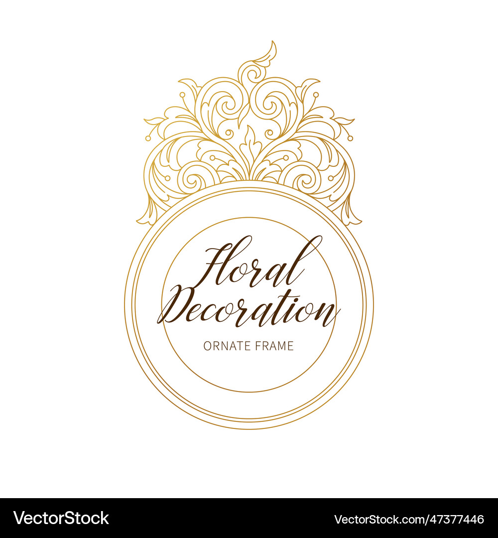 Line art floral gold frame arabic and eastern Vector Image