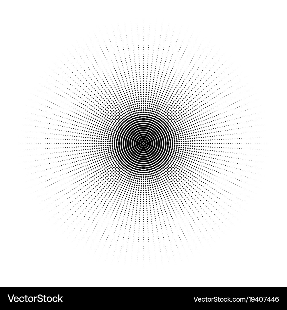 Radial black and white round pattern of dots Vector Image