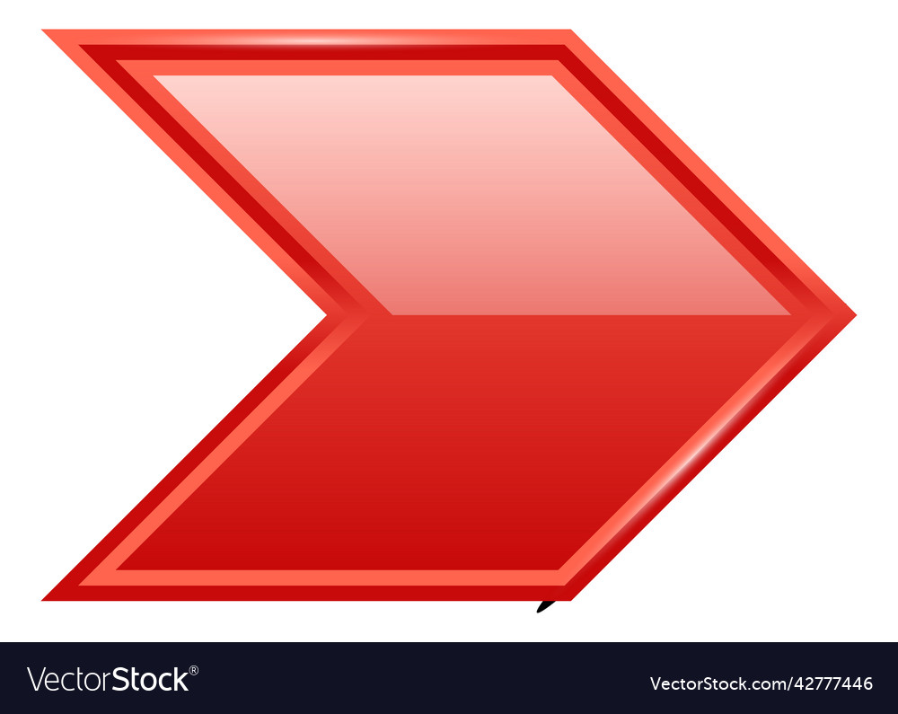 Right direction pointer red glossy arrow element Vector Image
